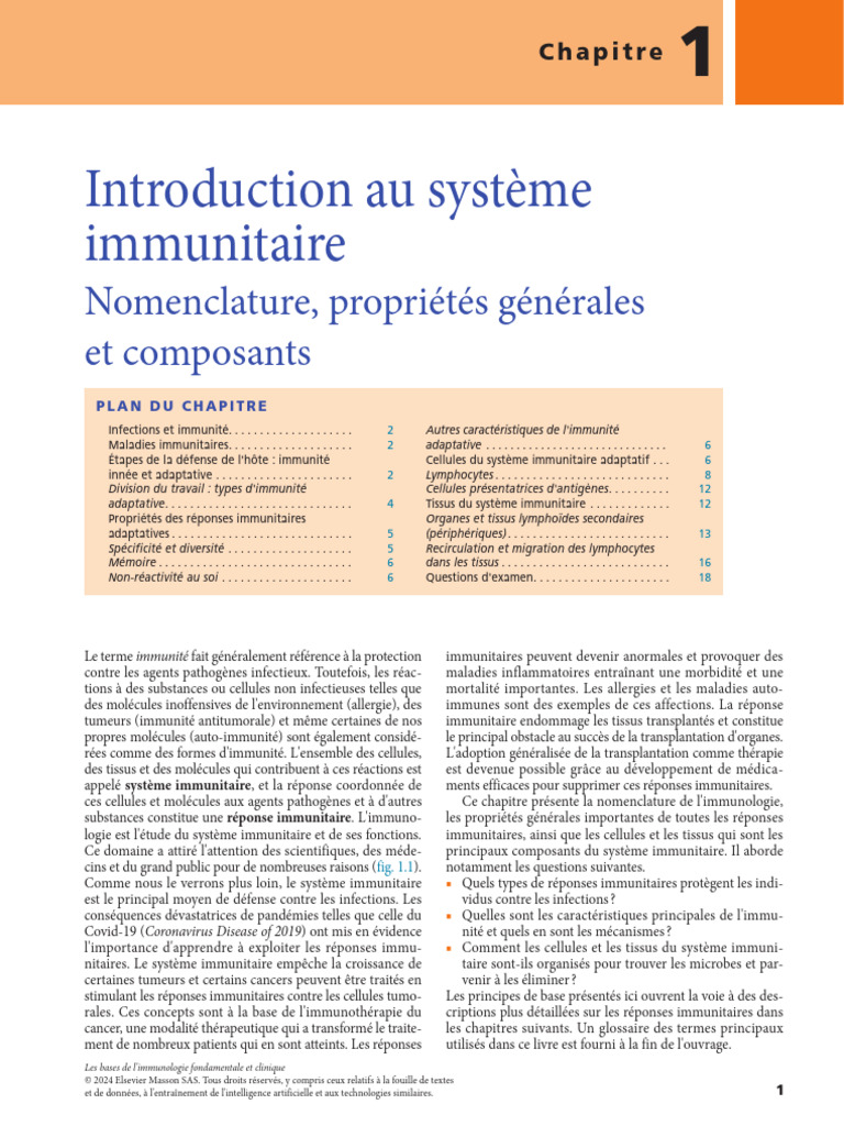 Introduction à l'immunologie clinique | PDF | Système immunitaire ...