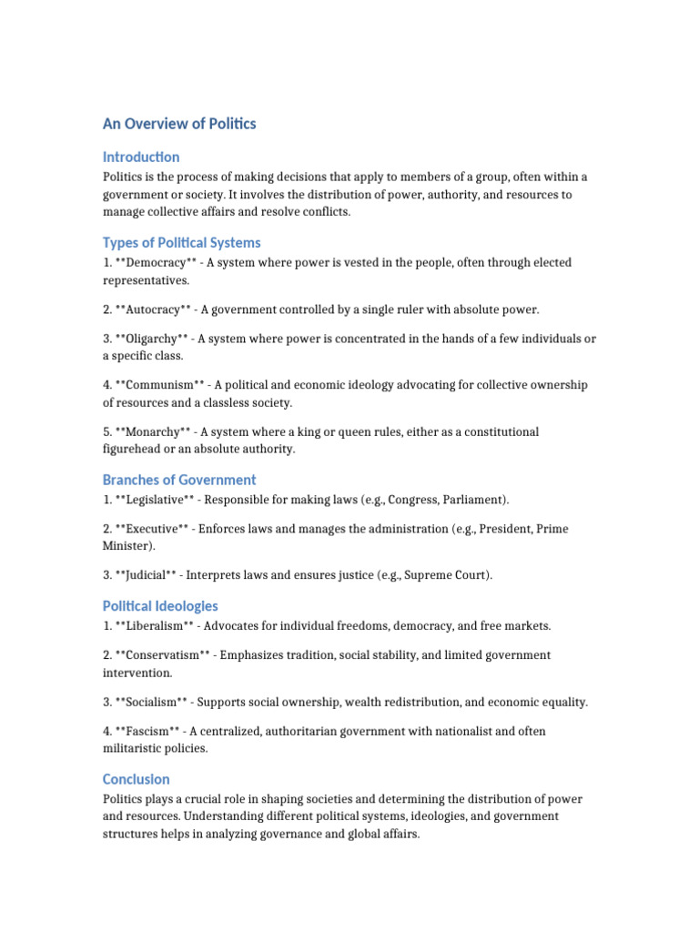 Politics Overview | PDF