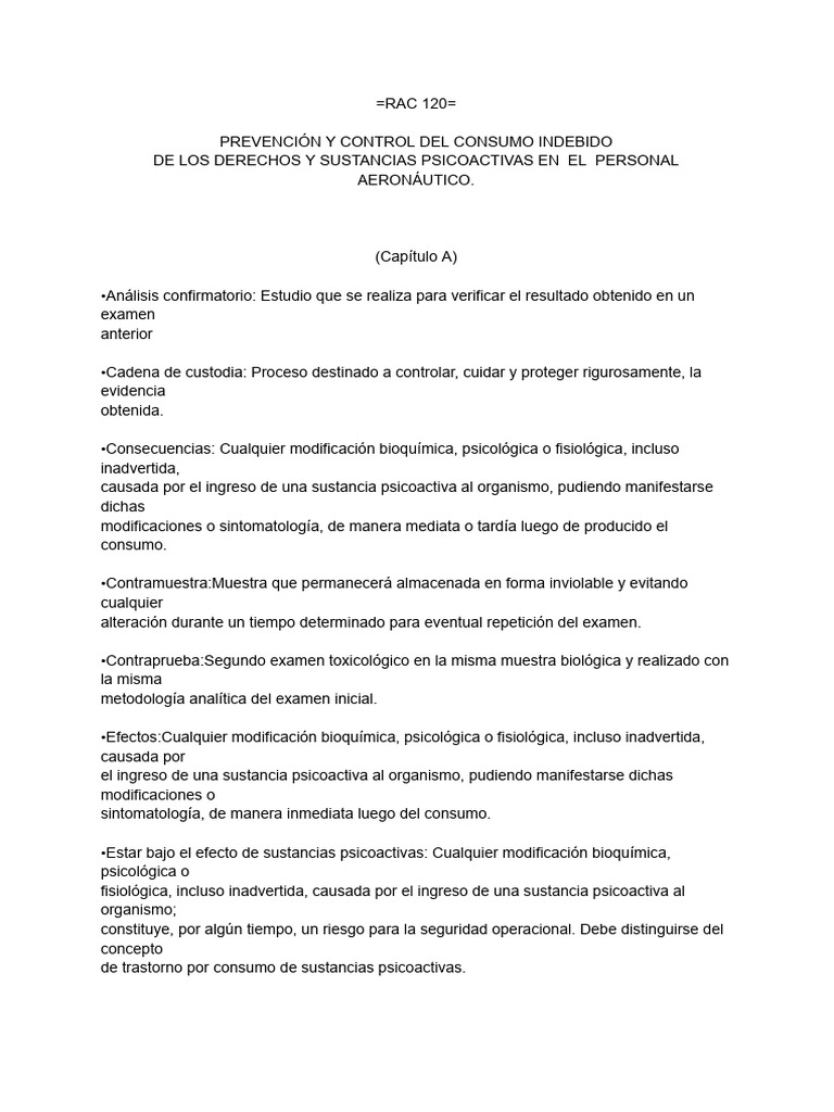 RAC 120 y 141 | PDF | Drogas Psicoactivas | Drogas