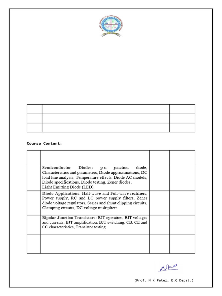 Basic Electronics - Syllabus Notice | PDF