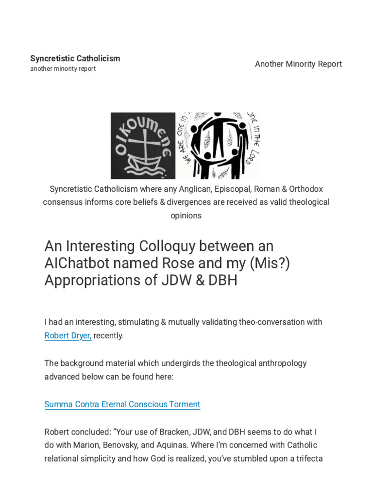 An Interesting Colloquy Between An AIChatbot Named Rose and My ( | PDF | Dialectic | Metaphysics