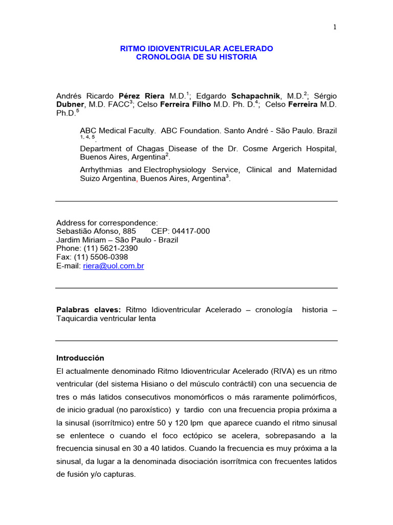 Historia del Ritmo Idioventricular Acelerado | PDF | Sistema ...
