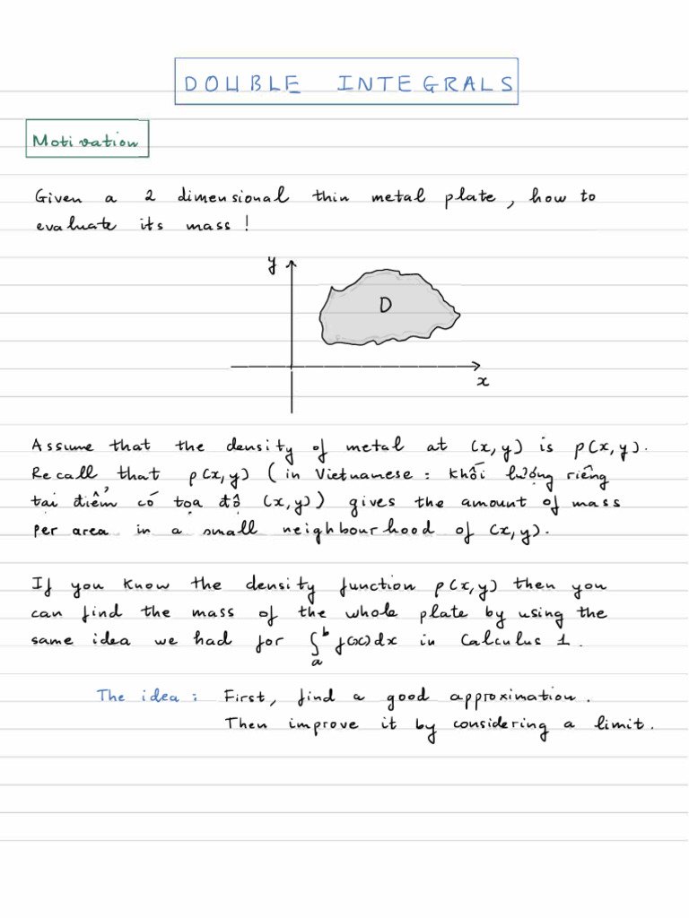 Motivation of Double Integrals | PDF | Mathematical Concepts | Mathematical Objects