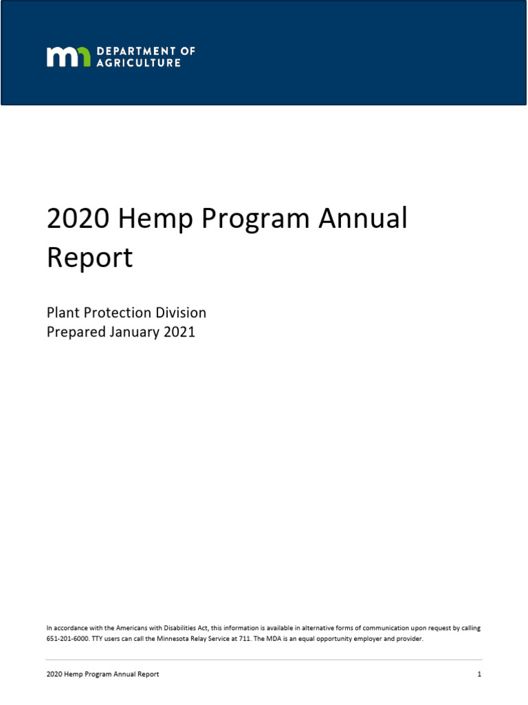MDA 2020 Hemp Program Annual Report | PDF | Hemp | Weed