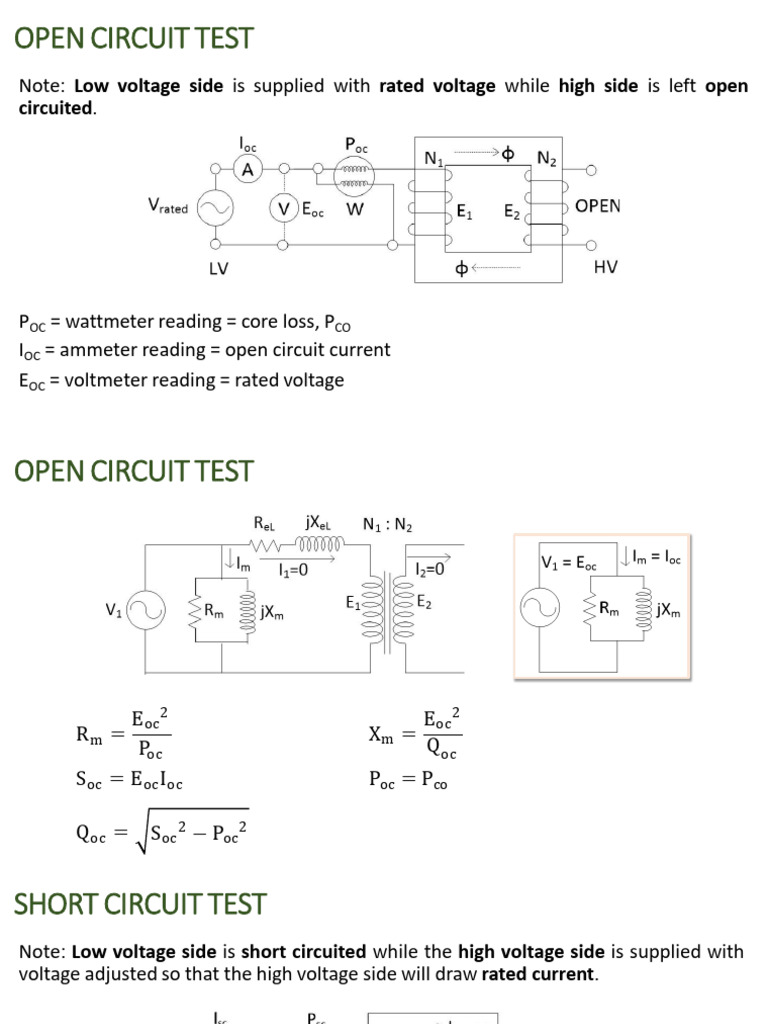 1.3 Open and Short Circuit Test | PDF | Transformer | Electrical Impedance
