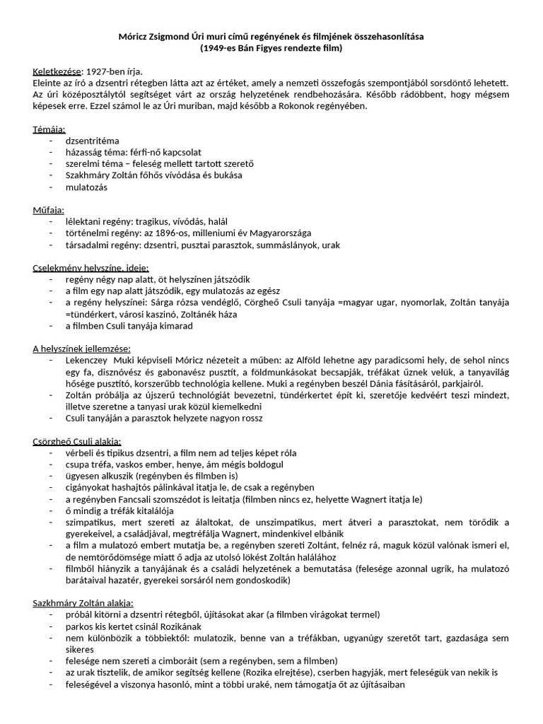 Tétel Úri Muri | PDF