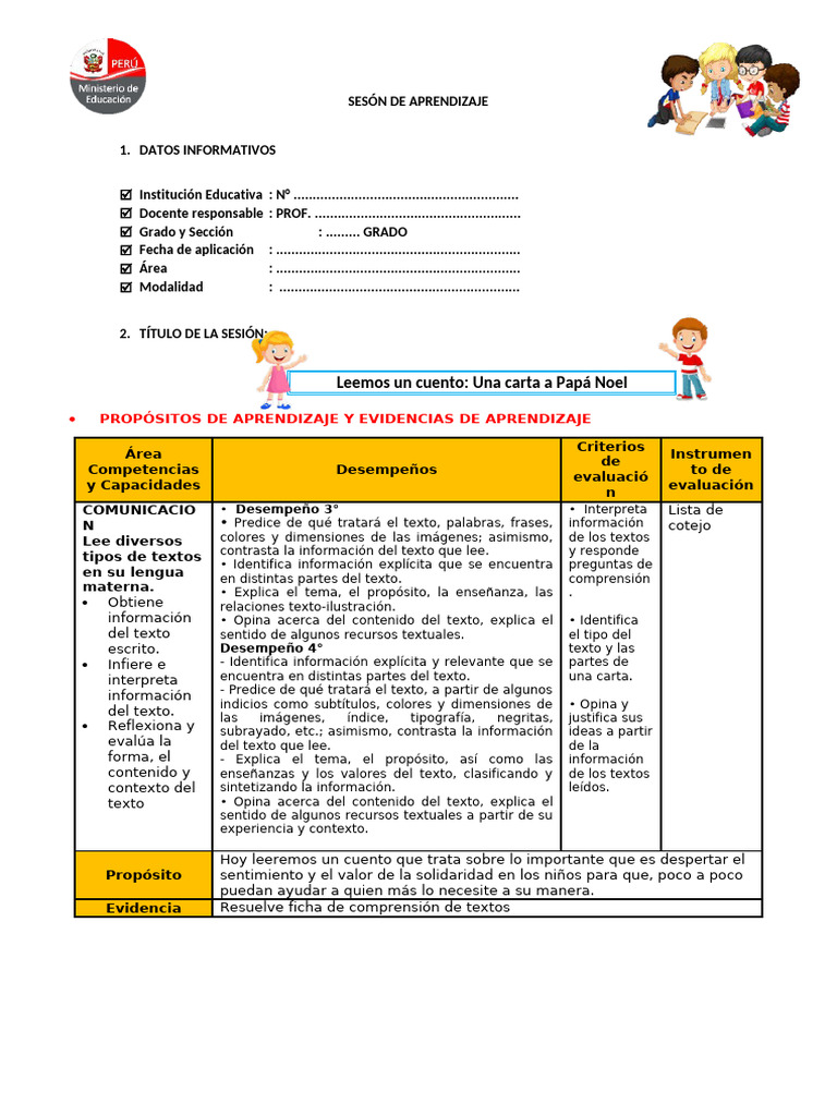 LUNES A - Leemos Un Cuento Una Carta A Papá Noel | PDF | Aprendizaje ...