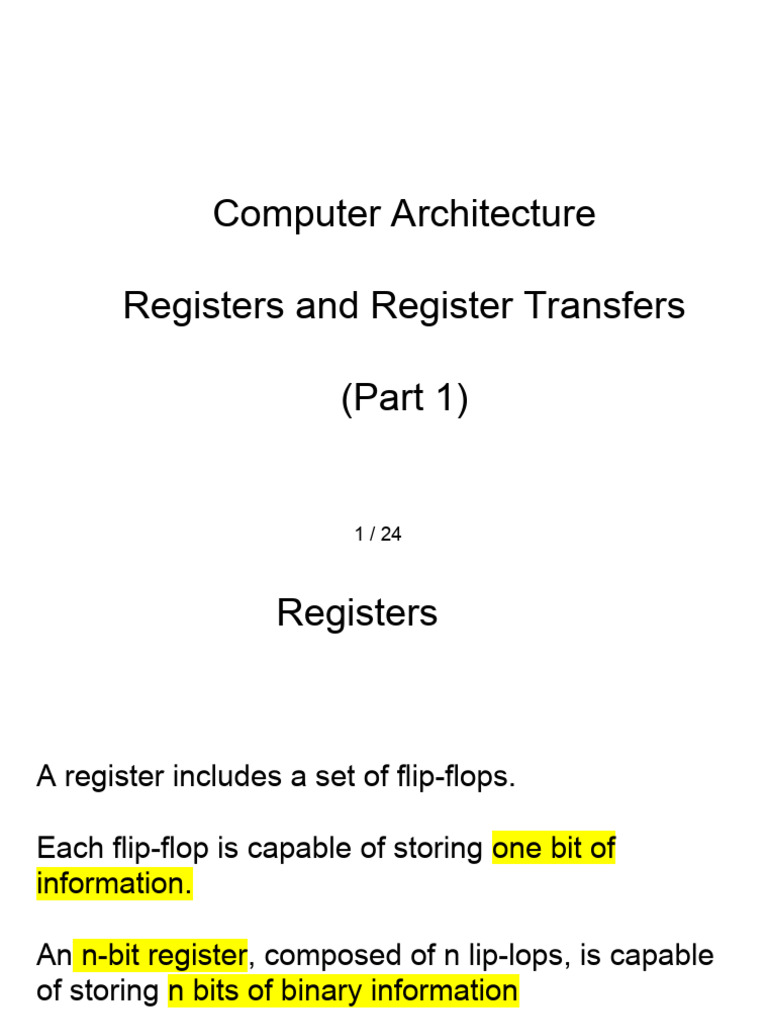 Lecture 1 Register Transfer Part 1-Combined | PDF | Random Access Memory | Dynamic Random Access ...