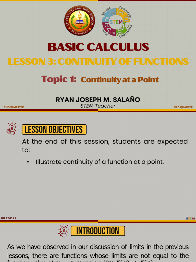 BASIC-CALCULUS-Q3-LIMITS-AND-CONTINUITY-LESSON3-TOPIC1-CONTINUITY-AT-A-POINT (1) | PDF ...