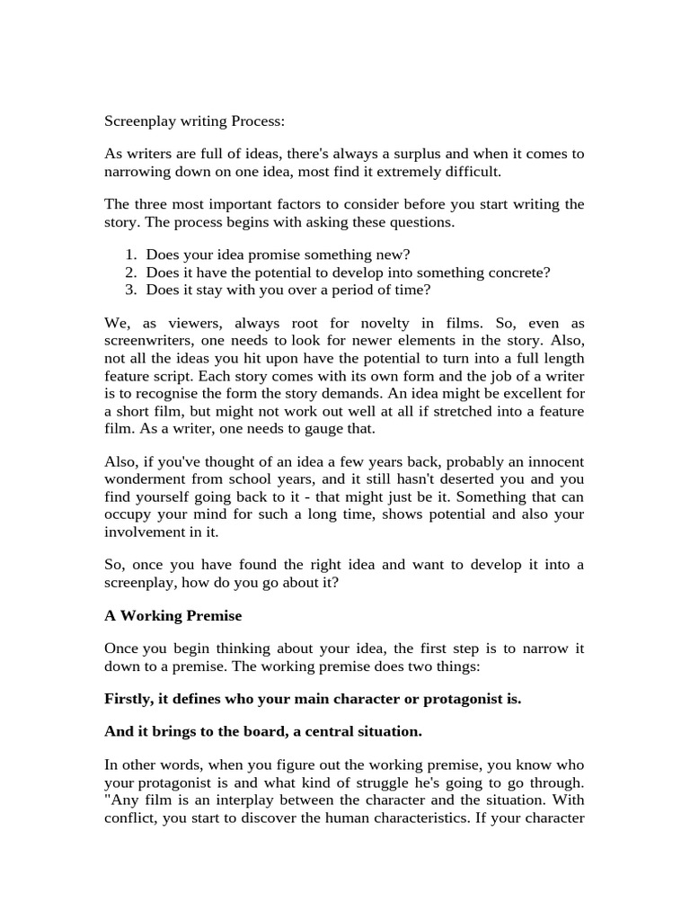 Screenplay Writing Process | PDF | Plot (Narrative) | Screenplay