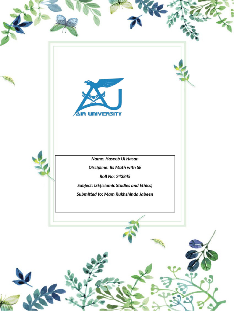 ISE Complete Assignment 1 | PDF | God In Islam | Prophets And Messengers In Islam