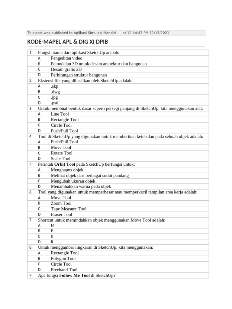 Soal Apl Kelas Xi Dpib | PDF
