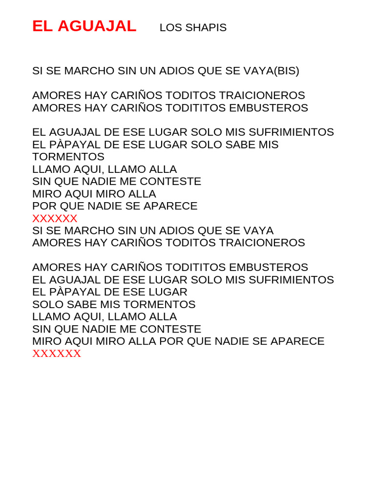 El Aguajal - Los Shapis | PDF
