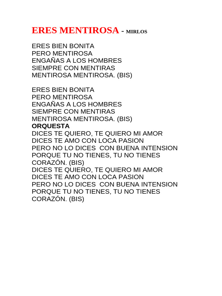 Eres Mentirosa | PDF