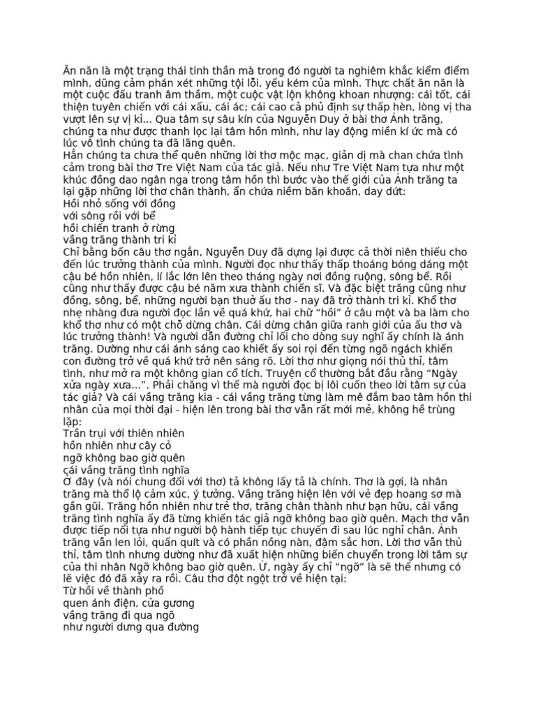 Bài thơ Ánh Trăng - Nguyễn Duy | PDF