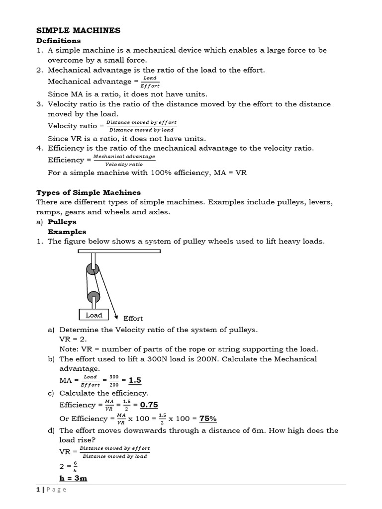 Simple Machines: Concepts and Calculations | PDF | Machines | Mechanics