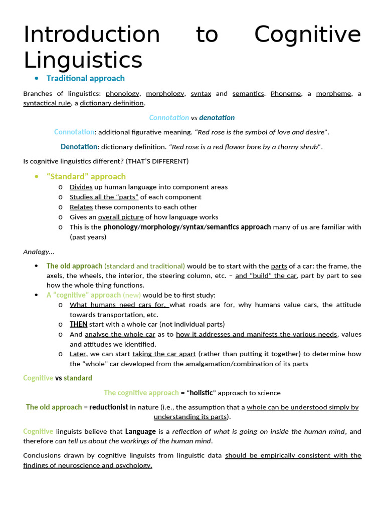 Introduction To Cognitive Linguistics | PDF | Linguistics | Metaphor