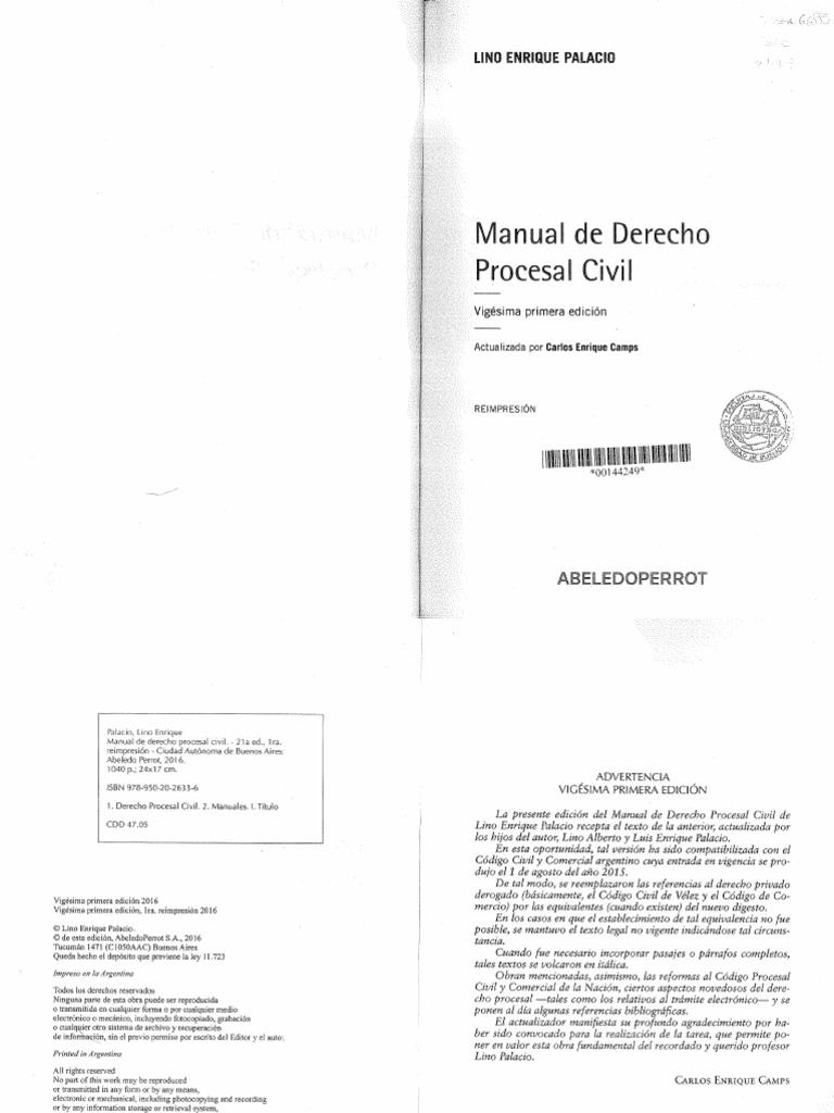 Palacio Ed21 - Manual de Derecho Procesal Civil | PDF