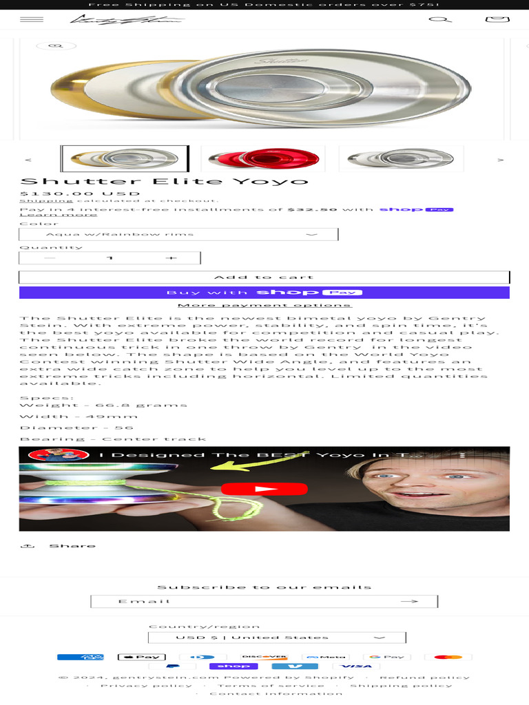 Shutter Elite Bimetal Yoyo | PDF