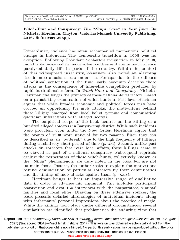 J1793284XV39N02C08 - BOOK REVIEW - Witch-Hunt and Conspiracy - The ...