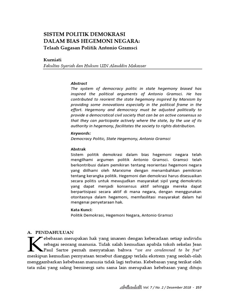Hegemoni Negara dan Demokrasi Gramsci | PDF