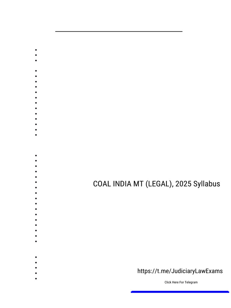 COAL INDIA MT (LEGAL), 2025 Syllabus | PDF | Employment | Marriage