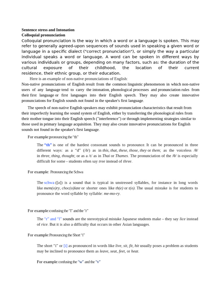 Expressive Intonation and Colloquial Pronunciation | PDF | English ...