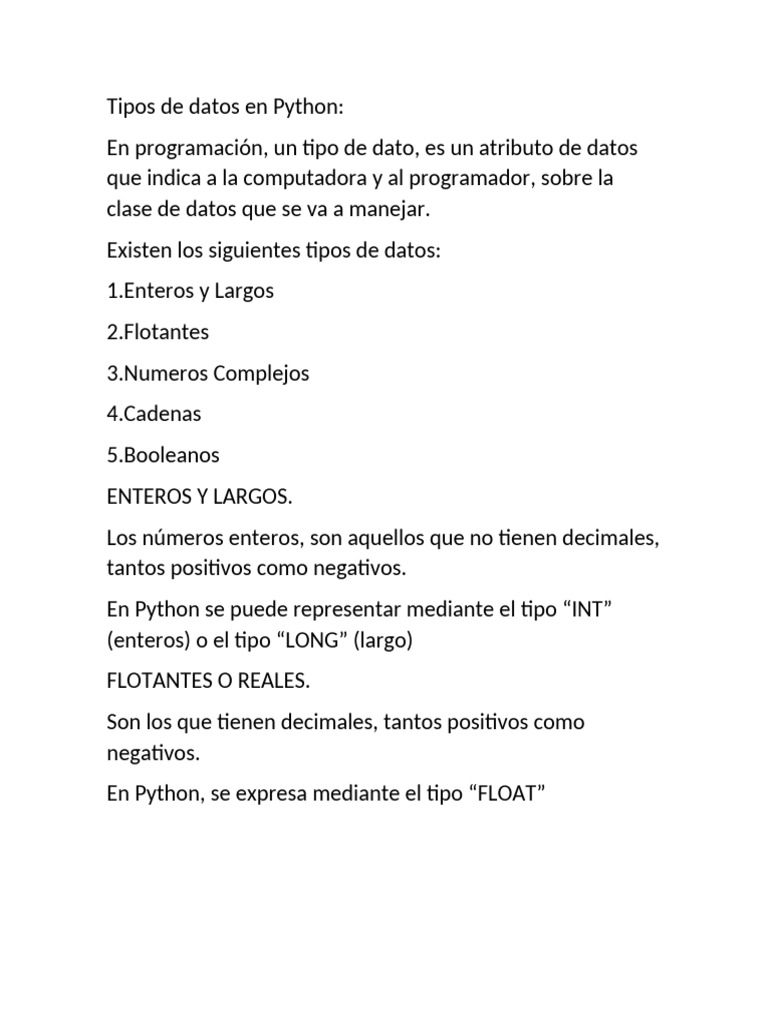 Tipos de Datos en Python | PDF