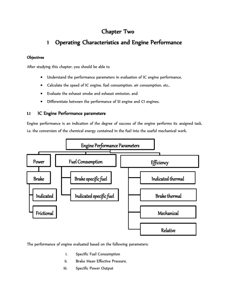 Chapter Two Performance and Engine Characteristics | PDF | Engines ...