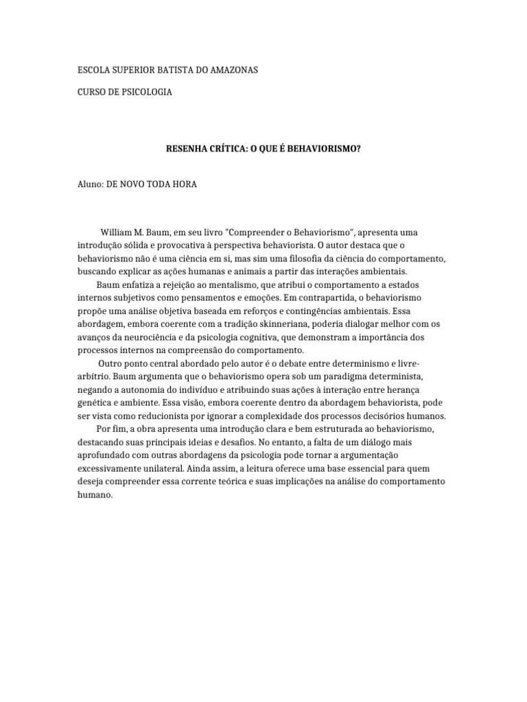 Resenha Behaviorismo | PDF