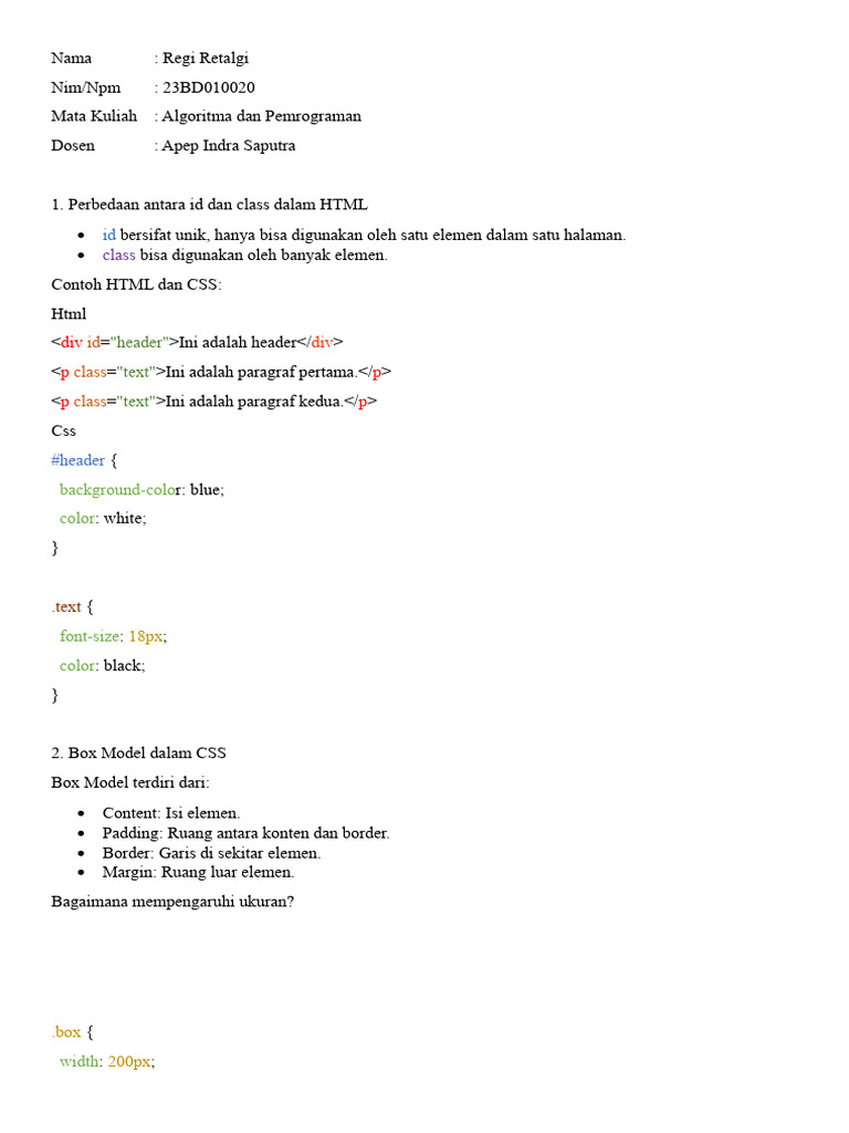 Regi Retalgi - Jawaban Uas Algoritma Dan Pemrograman | PDF