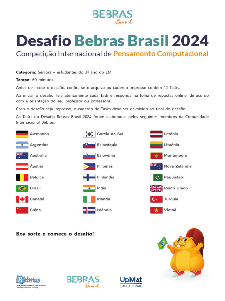 Desafio Bebras Brasil 2024: Prova Seniors | PDF | Robô | Robótica