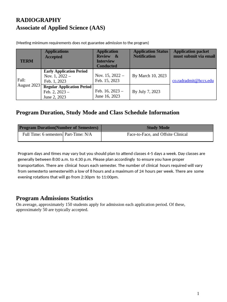 Fall 2023 - RADR - Admission GuideV1 | PDF | Communication | Radiology