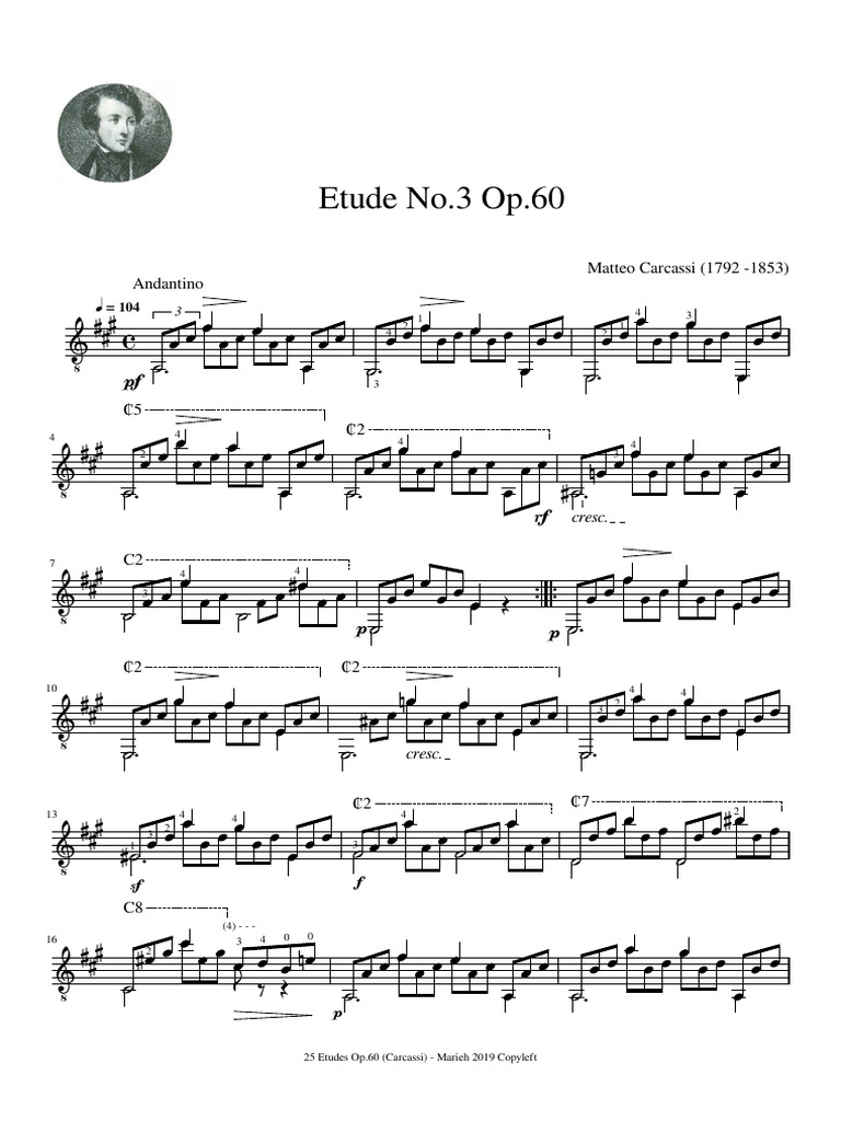 Etude_No.3_Op.60_-_Matteo_Carcassi_1792_-_1853_ | PDF | Classical ...