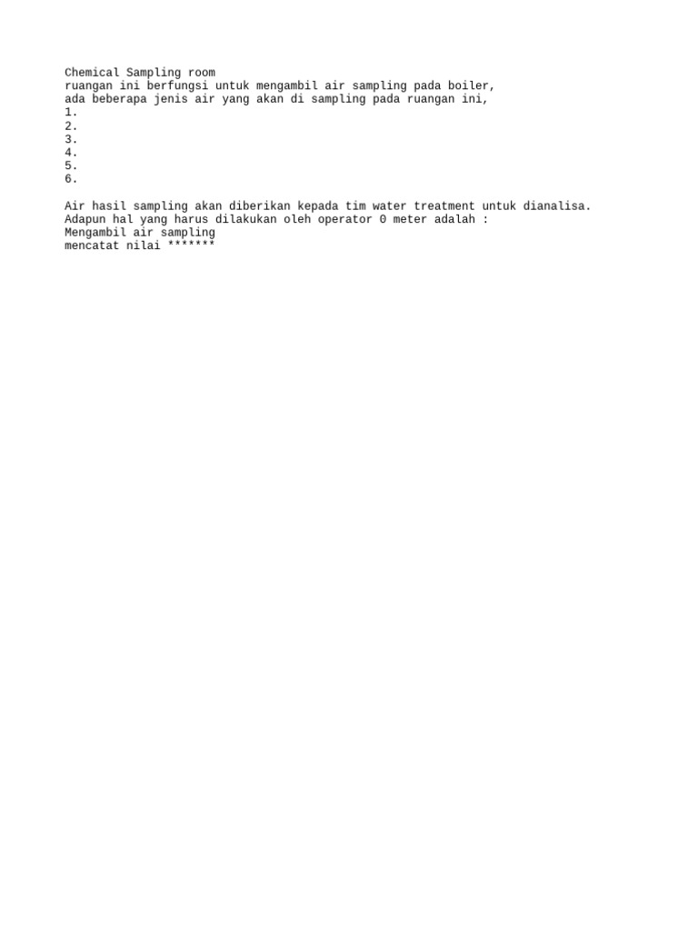 Ruang Sampling Kimia untuk Boiler | PDF