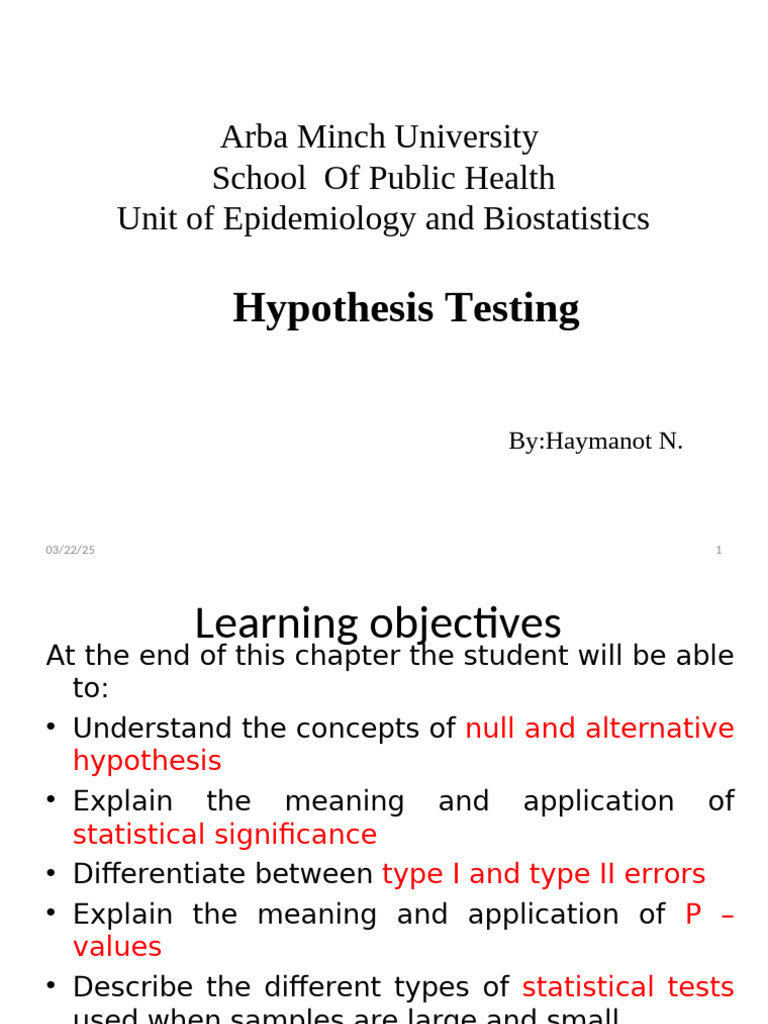 Chapter 7 Hypothesis Testing and Sample Size Determination - 2 | PDF ...