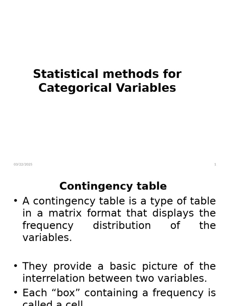 Statistical Method of Categorical Variable | PDF | Chi Squared Test ...