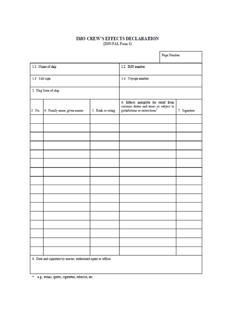 Forms 41 IMOCrew Effect Declaration | PDF
