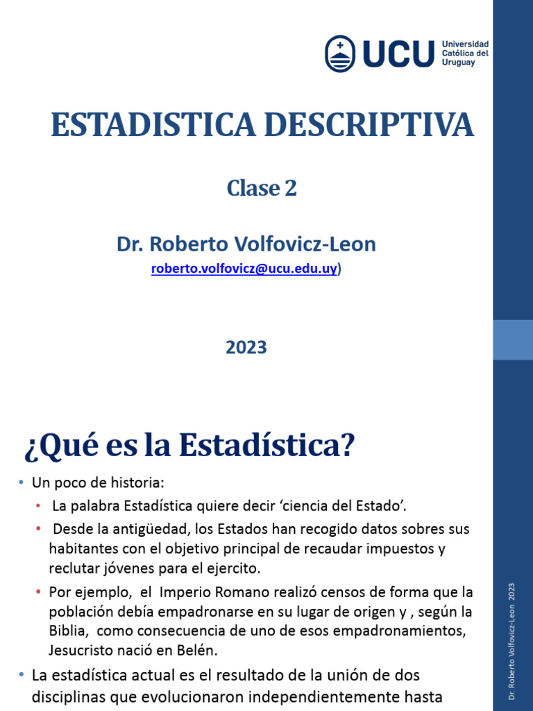 Clase 2 Estadística Descriptiva 2023 | PDF | Estadísticas | Estadísticas descriptivas