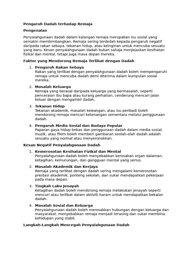 Pengaruh BAHAN DURJANA Terhadap Remaja | PDF