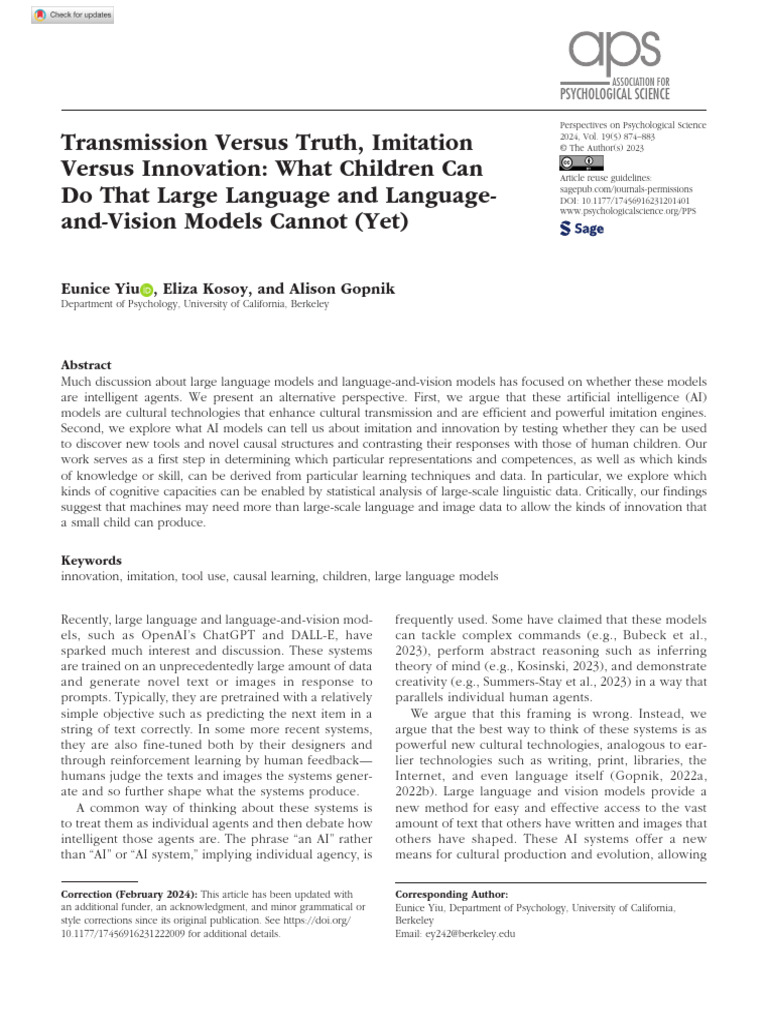 Transmission Versus Truth, Imitation Versus Innovation - What Children ...