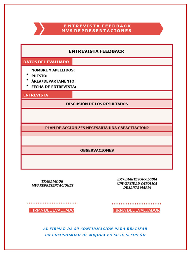 5.Formato Documento Entrevista Feedback y Compromiso de Mejora | PDF