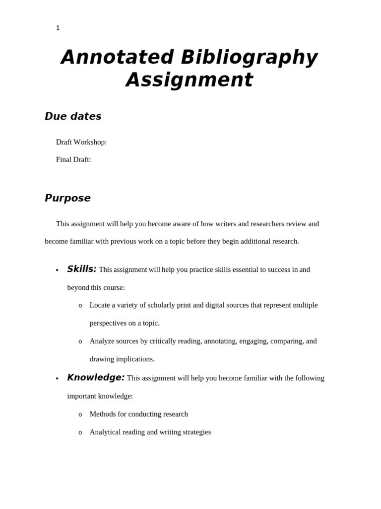 Annotated Bibliography Assignment Guide | PDF | Bibliography | Citation