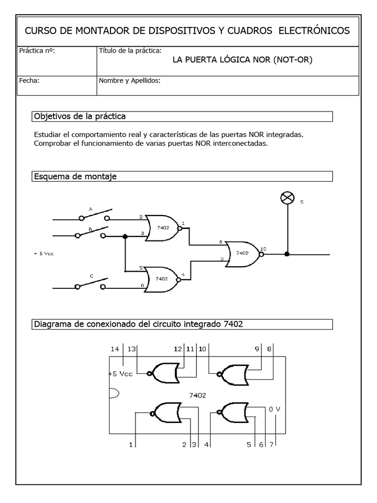 Practica Puerta Logica Nor | PDF