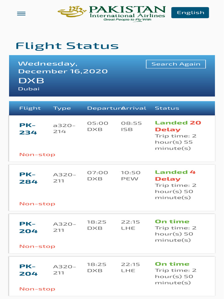 Pakistan Flight Status Update | PDF