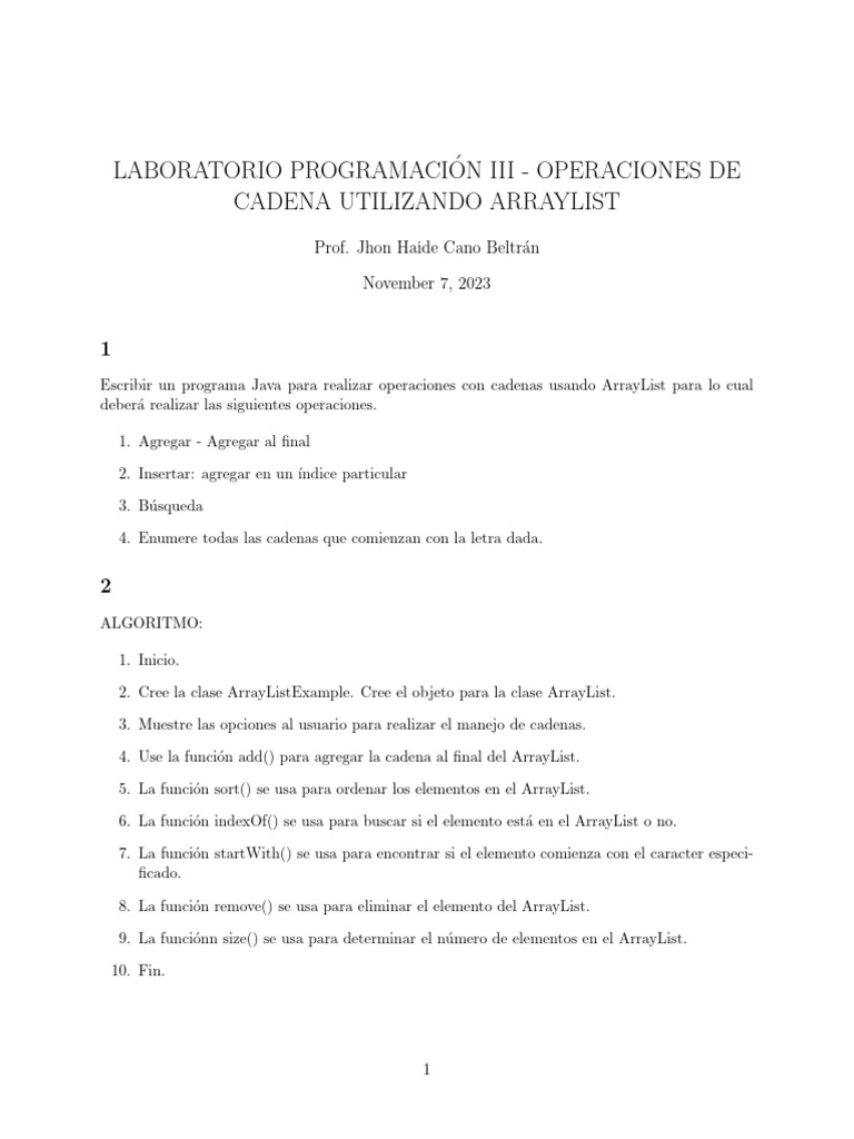 Laboratorio Programación III ArrayList | PDF | Programación de computadoras | Ingeniería de software