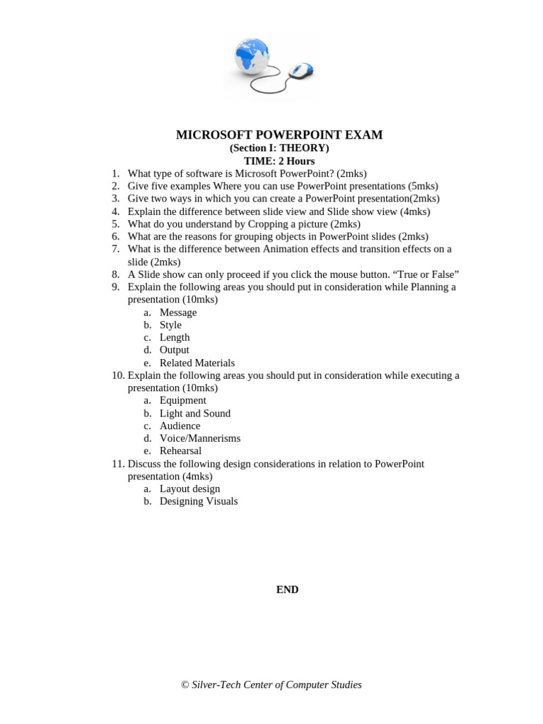 PowerPoint Theory Exam Overview | PDF