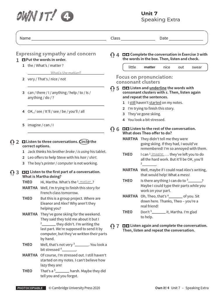 Speaking Extra Unit7 With Answers | PDF | Linguistics