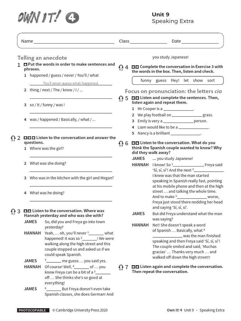 Speaking Extra Unit9 With Answers | PDF