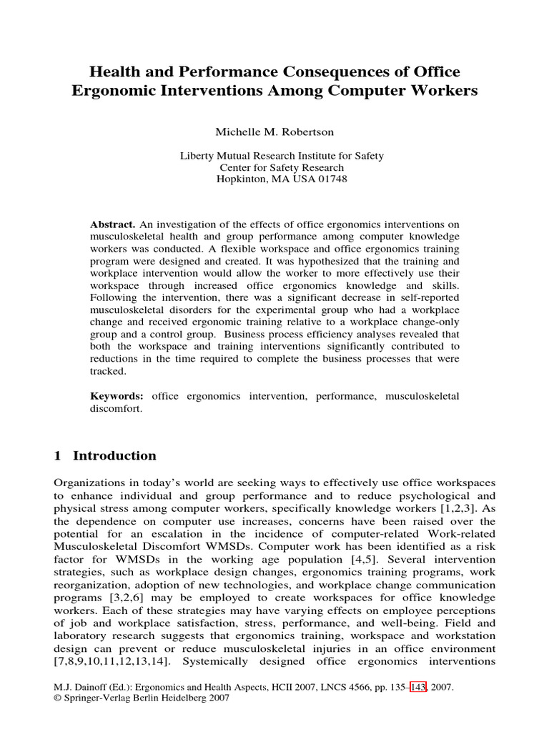 Health and Performance Consequences of Office Ergonomic A6we6a01y3 ...
